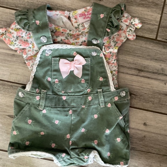Little Lass | Matching Sets | Floral Overalls Outfit With Rhinestones ...